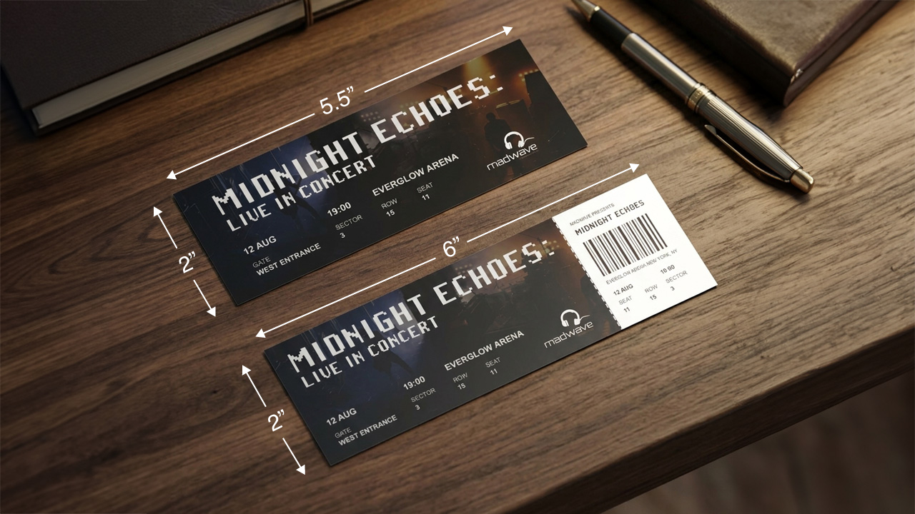 Standard Event Ticket Sizes Guide | PrintPlace